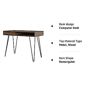 Novogratz Concord Computer Desk with Storage, Walnut