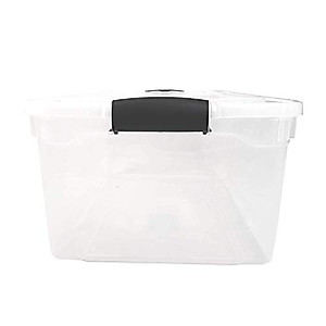 HOMZ 3441CLGRDC.02 Clear storage container with lid, 64 Quart (2 Pack), Grey, 2 Count & Latching Clear Storage, 31 Quart, Gray, 4 Count