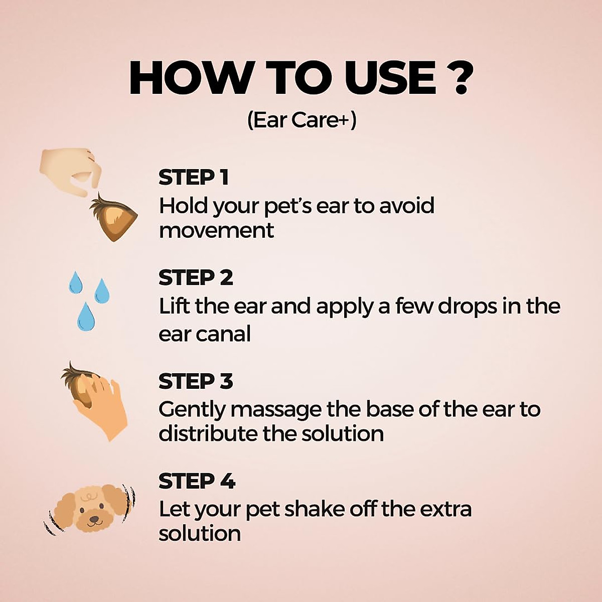 Moe Puppy Moe Ear Care Plus Ear Cleaning Solution for Pets| for Dogs and Cats (100 ml) (Pack of 1, Pink)