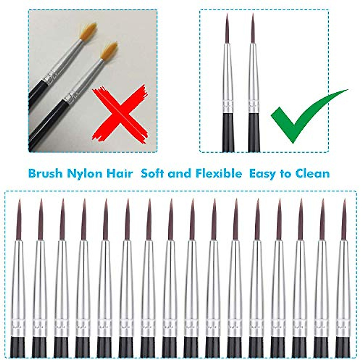 Miniature Detail Paint Brushes, Anezus 30 Pcs Paintbrushes Small Watercolor Artists Paint Brushes for Acrylics Oil Model Craft Nail Detail Painting, Size 00