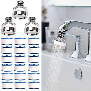 Dexspoeny 21Pcs Sink Water Filter with Filter Elements Set,Sink Faucet Filter 360°Rotating, Bathroom Sink Filter Removes Fluoride Hard Water, Faucet Filter Faucet Extender for Home Kitchen Sink