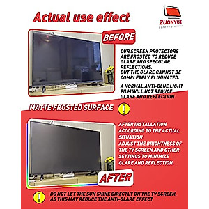 ZUONYUT Anti Glare Film for TV 65 Inch, 65 inch Anti Glare TV Screen Protector, 65 Inch Anti Blue Light Filter,LCD TV Glare Shield, Reduce Reflection and Glare, Matte Surface Anti Scratch and UV