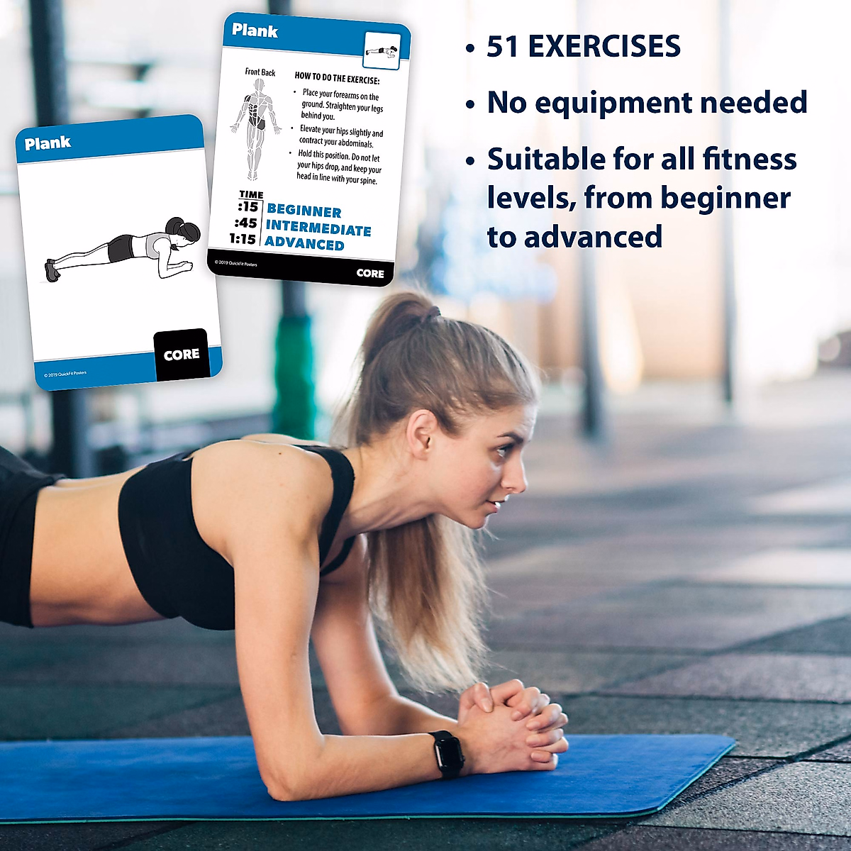 Bodyweight Exercise Cards - Fitness Playing Cards with Over 50 Body Weight Workouts - 2.5" x 3.5" (Standard Playing Card Size)