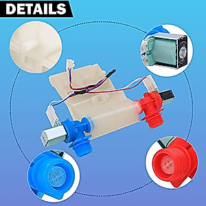 Washer Water Inlet Valve Replaces For Part W11101906 W10883458 AP6329219 W11210463 W10701461 W10869803 fits Whirlpool WTW4816FW2 W10683680 fits Inglis ITW4671EW1 Whirlpool Amana Crosley Maytag