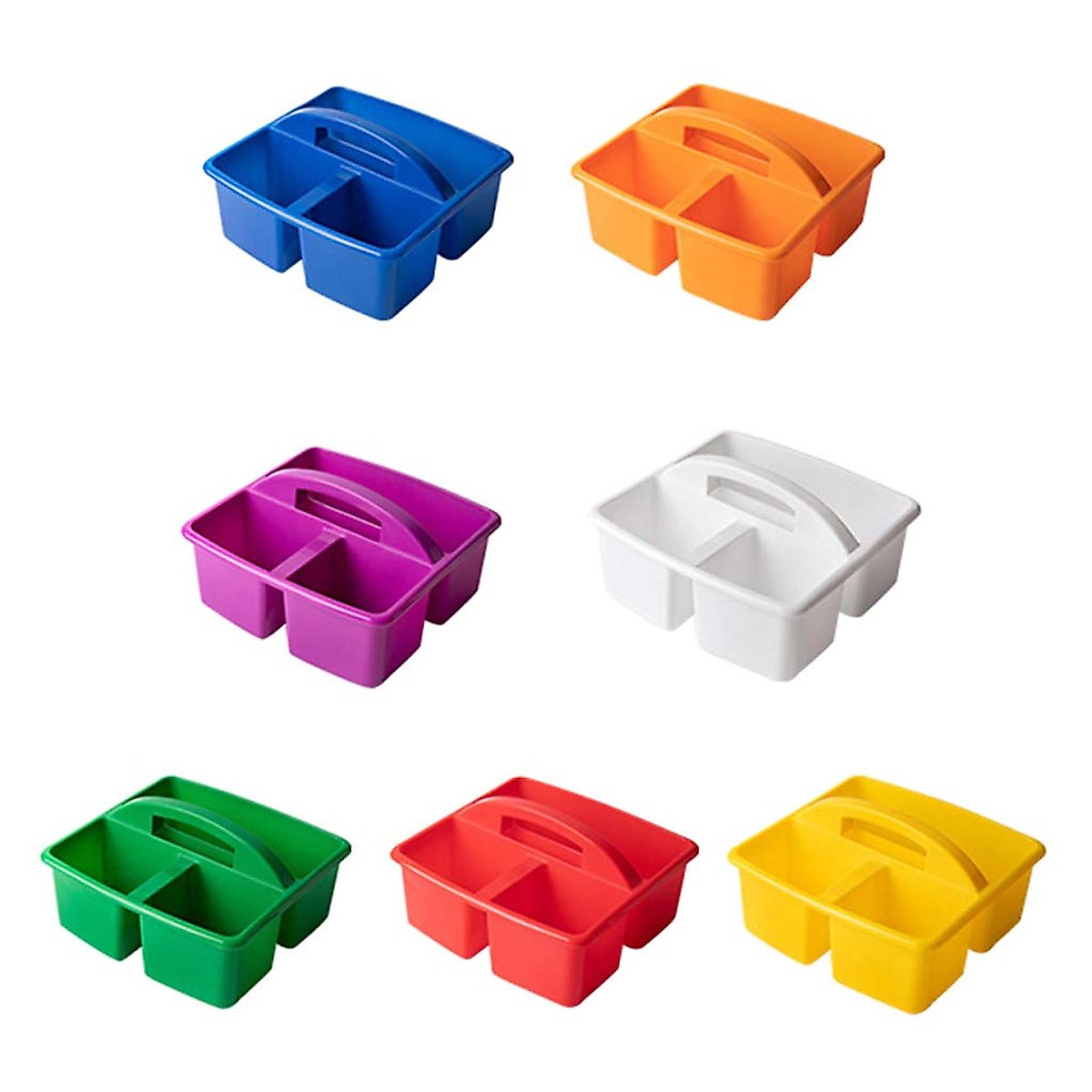 Portable Multiuse Arts Caddies 3 Compartments Storage with Carrying Handle Divided Basket Bin Box