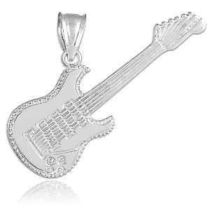 925 Sterling Silver Music Charm Electric Guitar Pendant