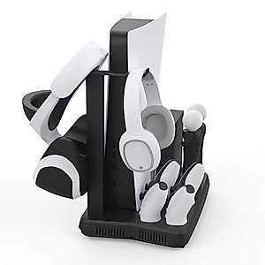 PS5 controller charger，Multifunctional PS5 cooling base,Cooler Fan for PS5 console, Improve the operational life span， Dual handles can be charged at the same time