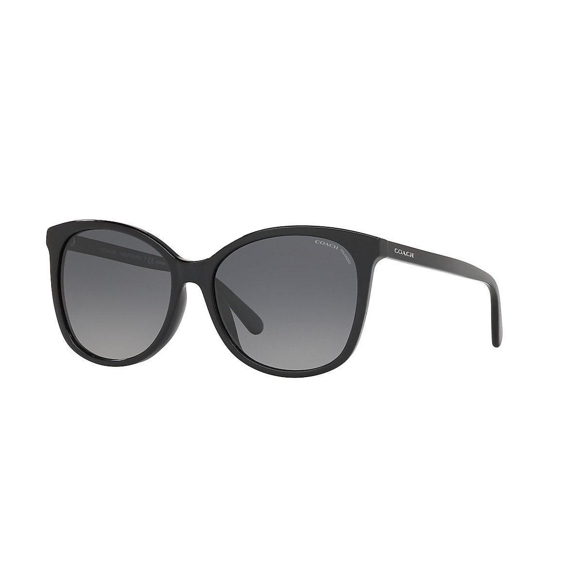 Coach HC8271U Universal Fit Sunglasses, Black/Dark Grey Gradient Polarized, 57 mm