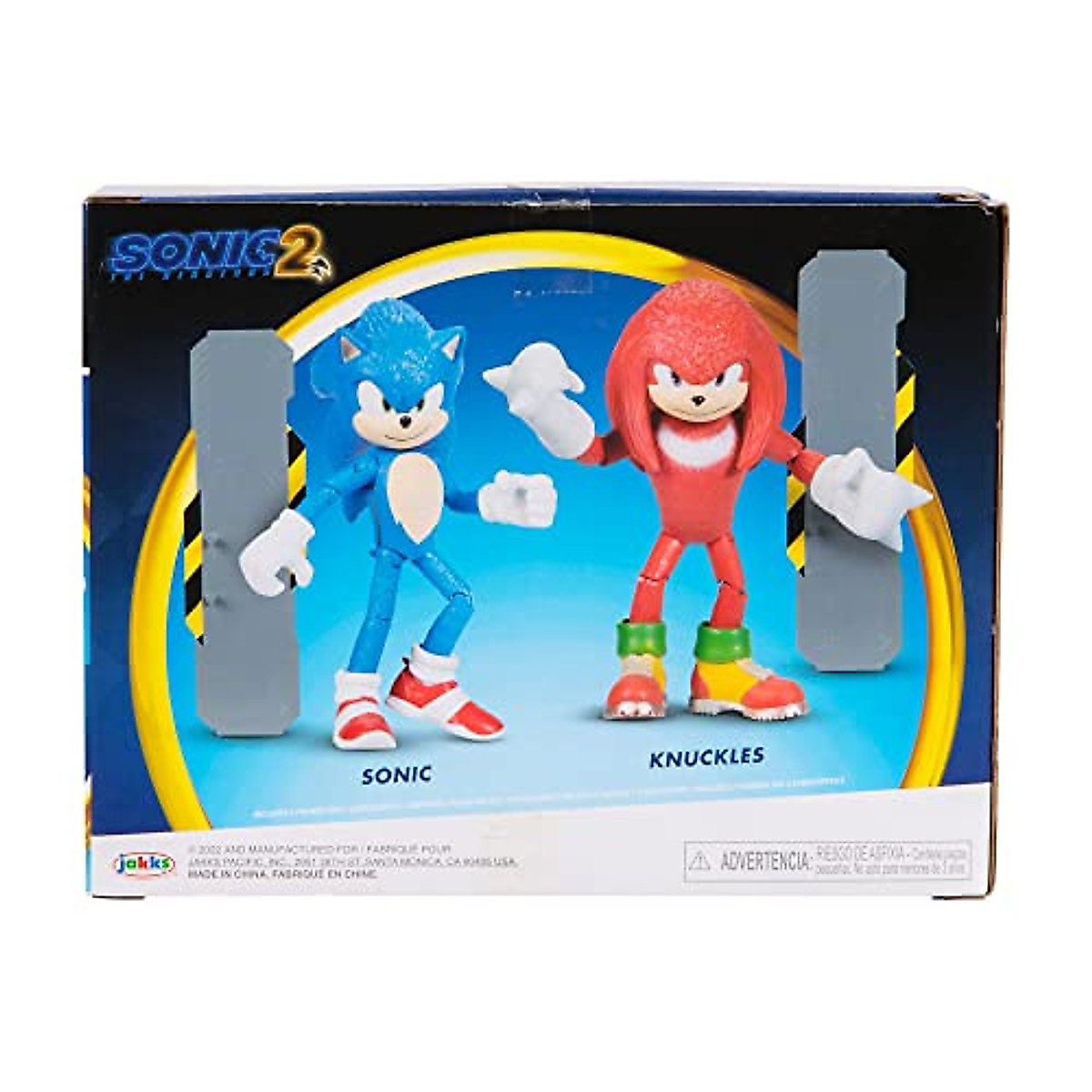 Sonic the Hedgehog Sonic 2 Movie 4" Action Figure 2 Pack - Sonic & Knuckles , Red