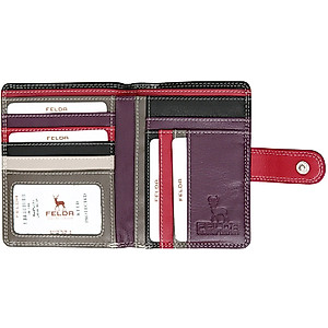 Felda RFID Genuine Leather Ladies Purse Wallet 9 Card Slots & Zipped Coin Section, Medium Size
