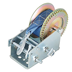 findmall Heavy Duty Hand Winch 3500lbs Hand Crank Strap Gear with 10m (32ft) Strap Manual Operated Two-Way Ratchet ATV Boat Trailer Marine