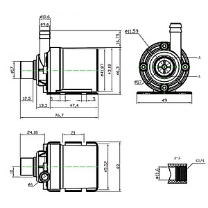 ZAOJIAO Brushless Centrifugal Submersible Water Pump 800L/H 210GPH 5M/16ft for Fountain Pool Solar Circulation System Water Circulation System (DC 12V)