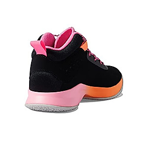 adidas Cross Em Up 5 Basketball Shoe, Black/Silver Metallic/Beam Pink, 2 Wide US Unisex Little_Kid
