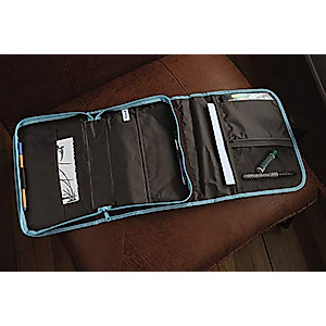 Tri-Fold Bible Cover, Bible Study Organizer, Velcro Closure, Nylon, Brown/Blue, Large