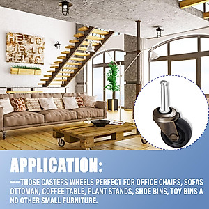 Podoy Antique Casters Wheels 1-5/8-Inch with Stem Socket Replacement for Furniture Chairs Small Sofa Office Decorative Casters Use for All Hardwood Floor (Set of 4)