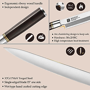 XINZUO 12 Inch Sashimi Knife X7Cr17MoV Forged Steel,Traditional Japanese Crafts Yanagiba Filleting Knife,Single-edged Blade,Professional Chef Sushi Knife-Ebony Wood Handle-Betula Wooden Sheath