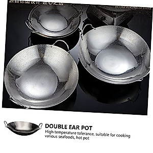 Angoily Stainless Steel Seafood Pot Stove Burner Pans Korean Ramen Pot Metal Cooking Utensils Kitchen Gadget Gas Range Shabu Pot Non- Stick Paella Pan Kitchen Cookware Double Ear Ramen Pot