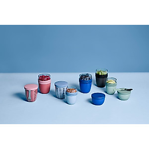 Mepal Overnight Oat jar - Mini - Practical Yoghurt Cup & Muesli Cup - Separate Compartments for Yoghurt & Muesli - Suitable for Freezer, Microwave & Dishwasher - 300 ml + 120 ml - Nordic Sage