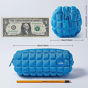 Cute Pencil Case 2023 Aesthetic Pencil Pouch, Thick Material Shockproof Pencil Bag, Kawaii Stationery Pen Bag Organizer for School College Student Teen Girls Adults - Blue