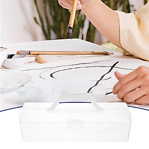 NUOBESTY Decorative Storage Boxes Box transparent paint brush case water color pens case paint brush case The Four Treasures of the Study writing Storage Box portable Tool box
