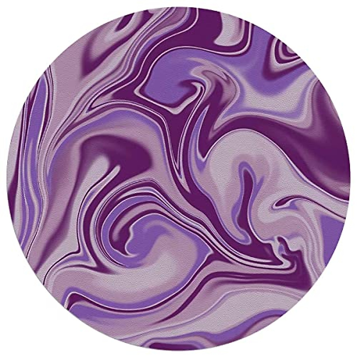 Aqua Pink PU Leather Carpet for Hard Wood & Tile Floor, Marble Print Abstract Color Formation Easy Glide Floor Protector Mat for Office Chairs Victorian Style Diameter 35.4 in