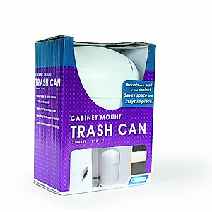 Camco RV Cabinet Mount Trash Can | Ideal for Tight Spaces in RVs, Boats, Dorms, Kitchens, Bathrooms, Laundry Rooms, and More | Spring-Top Lid | 3-Quart, White (43961)