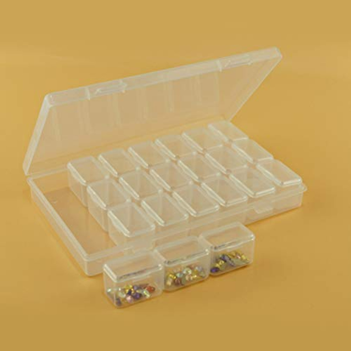EXCEART 21 Compartments Clear Plastic Organizer Box Container Craft Storage for Beads Organizer 2pcs
