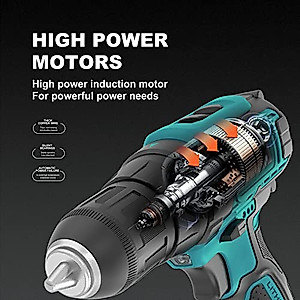 Cordless Drill Driver Set, 12V Power Drill Kit with Battery and Charger, MAX Drill 280 In-lb Torque 3/8" Keyless Chuck Built-in LED-Drill for Wood Bricks Walls Metal, Furniture Installation