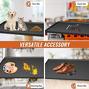 Mats Under Sink Kitchen Cabinet Mat, 34" x 22" flexible waterproof Silicone Cabinet Protector & Drip Tray Liner Unique Drain Hole Design. Hold up to 3.3 Gallons of Liquid(Black)