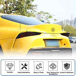 Fgtagtal Car Taillight Cover Fit for Toyota Supra GR A90 A91 MK5 2019-2024, Smoked Taillight Shell Trim Cover, Rear Tail lamp Decorative Protection Trim, 2PCS, Transparent Gray