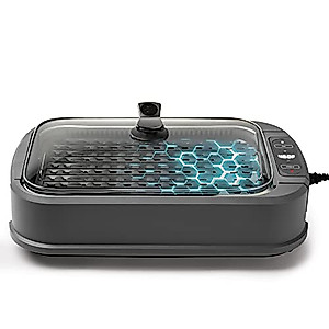 Oster DiamondForce Electric Indoor Nonstick Smokeless Countertop Grill Small Appliance with Removable Grill Plate and Lid