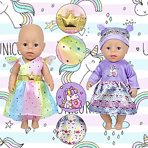 WONDOLL 10 Sets 14-16-Inch-Baby-Doll-Clothes-Outfits Dress Headbands Accessories Compatible with 43cm New Born-Baby-Doll, 15-inch-Baby-Doll, 18-Inch Doll