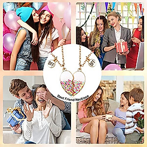 PAFUWEI Friendship Necklaces for 2 Girls,Pendant Bff Necklace Magnetic Matching Necklaces for Best Friend Half Heart Necklace Best Friend Necklaces for 2 Girls Sister