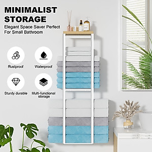 Rolled Towel Racks for Bathroom Wall Mounted, Wall Towel Rack for Large Bath Rolled Towels, Metal Wall Towel Holder Mounted Towel Storage for Small Bathroom (White, 2 Tier)