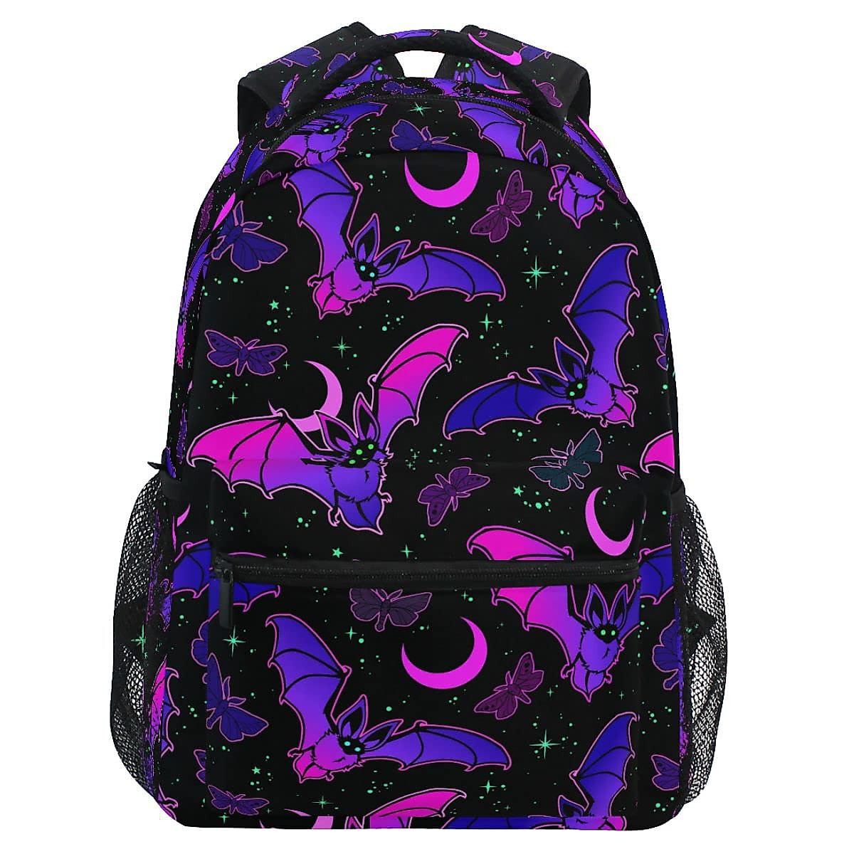 MNSRUU Student School Bag Purple Bat Gothic Backpack for Girls Boys College Bookbag Laptop Rucksack Travel Backpack for Adult Teen Casual Daypack