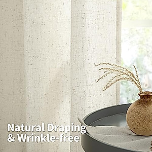 YoungsTex Natural Linen Curtains for Living Room 84 Inches Length Light Filtering Linen Textured Curtains Privacy Protection Window Drapes for Bedroom Grommet, Linen, 2 Panels, 52 X 84 Inch