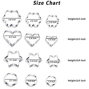 Cookie Cutters Shapes Baking Set, 12PCS Flower Round Heart Star Shape Biscuit Stainless Steel Metal Molds Cutters for Kitchen Baking Halloween Christmas Small Cookie Cutters