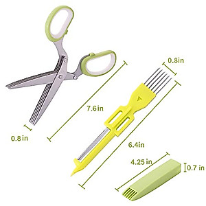 2 Packs Herb Scissors Set - Herb Scissors with 5 Blades and Cover, Herb shears with 3 Blades, Shred Silk Knife, Cool Kitchen Gadgets for Cutting Fresh Garden Herbs. Also Used for Cutting Paper.…