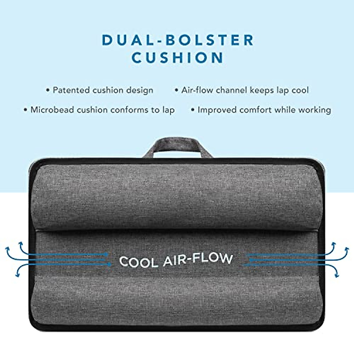 LapGear Home Office Lap Desk with Device Ledge, Mouse Pad, and Phone Holder - Black Carbon - Fits up to 15.6 Inch Laptops - Style No. 91588