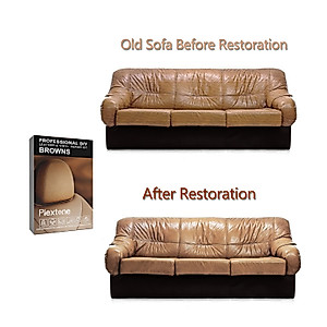 Plextone DIY for Small Leather Repair and Vinyl Repair Kit - Patch Leather and Vinyl with Ease for Car Seats, Shoes, Couches, Repair and More. (Brown)