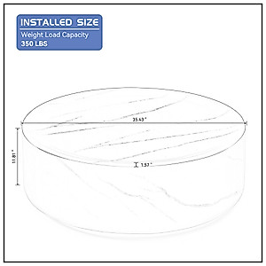 35.43" Faux Marble Coffee Table, Round White Coffee Table for Living Room, Modern Drum Circle Fiberglass Coffee Table for Living Room, ø35.43"*11.81"H (White)