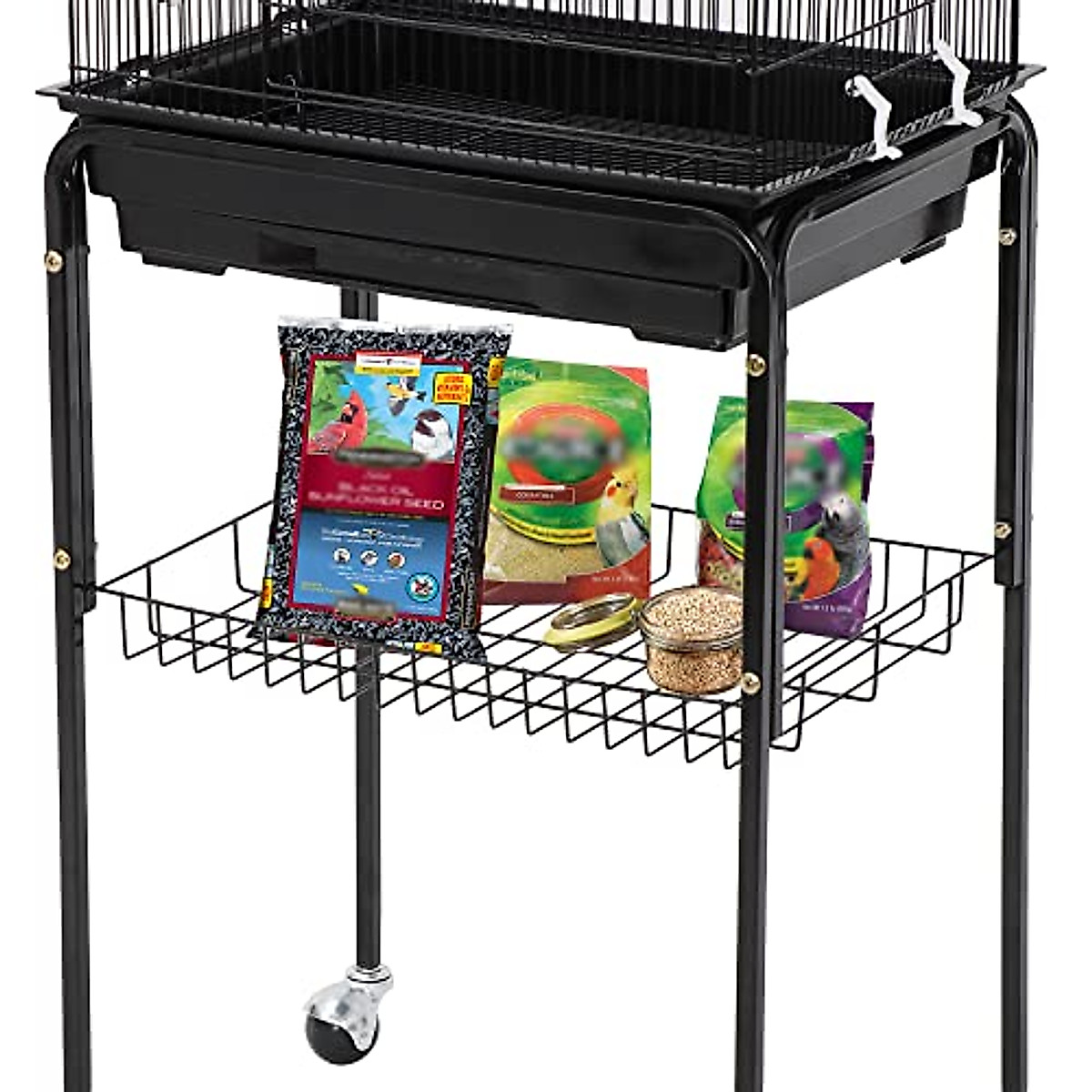 ZENY 59.3 Inch Bird Cage, Rolling Wrought Iron Parrot Cage with Side-Out Tray, Storage Shelf, Pet Bird House for Parrot Cockatiel Cockatoo Parakeet Macaw Finches