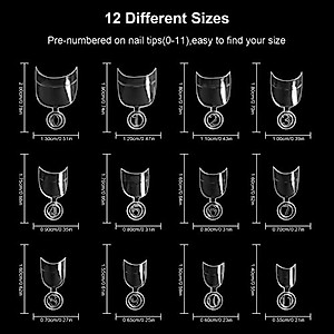 Ranrose 600PCS Clear Short Oval Half Cover Nails Tips Short Round Acrylic Short False Artificial Nail 12 Sizes with Box