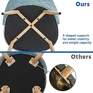 Yaheetech Dining Chairs Velvet Chairs Living Room Chairs Modern Style Upholstered Chairs with Backrest Wooden Style Metal Legs for Leisure, Restaurant, Cafe, Makeup, Set of 2, Aqua