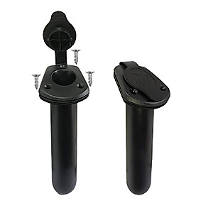 TENSPAL Kayak Fishing Flush Mount Rod Holders Deck Plastic Pole Holder with Cap Cover Gasket Screws for Kayaks Canoe Boat Paddles Accessories 2 PCs