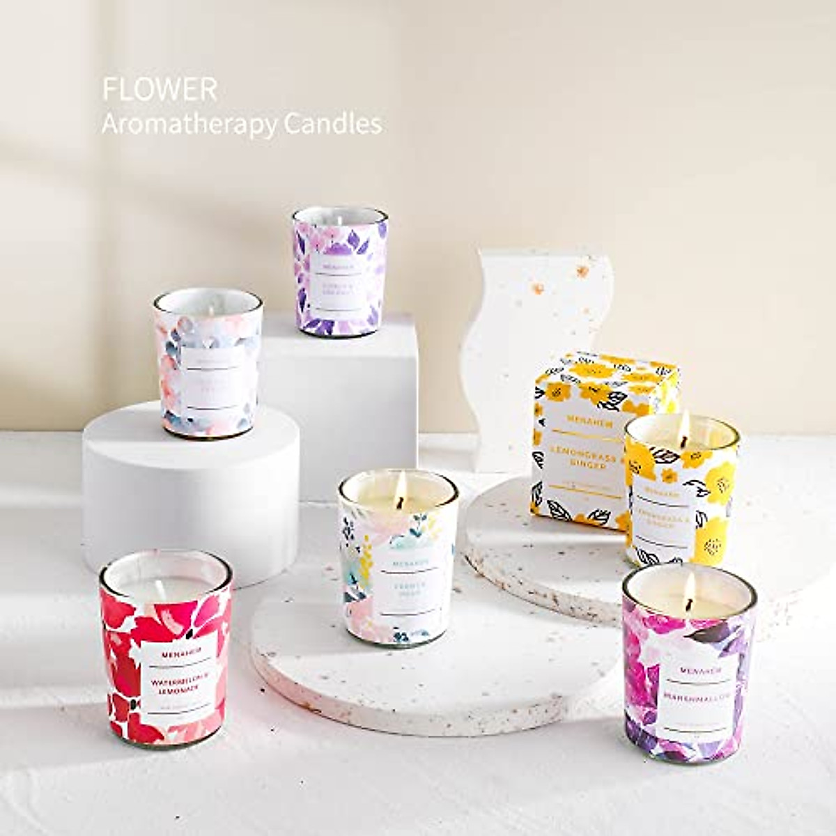 6 Pack Scented Candles, Aromatherapy Candles Sets, Specially Designed for Bridesmaids Gift, Ideal Gifts for Wedding, Women Birthday, Mother's Day, Thanksgiving, Christmas (Flower Series)