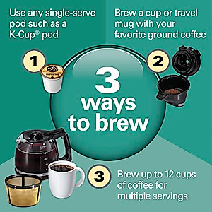 Hamilton Beach 49915 FlexBrew Trio 2-Way Coffee Maker, Compatible with K-Cup Pods or Grounds, Single Serve & Full 12c Pot, Black with Stainless Steel Accents, Fast Brewing