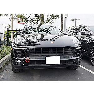 iJDMTOY Red Track Racing Style Front Bumper Tow Hook Ring Compatible With 2014-up Porsche Macan, 2015-2018 Audi Q3, 2016-up Audi Q7, Made of Light Weight CNC Aluminum