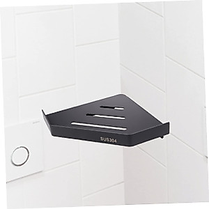 DOITOOL 2 Pcs Corner Storage Holder Storage Shelves Bathroom Corner Shelf Washroom Corner Shelf Shower Corner Shelf Storage Shelf Corner Storage Rack Black Shelf Bathroom Shelf Small Tray