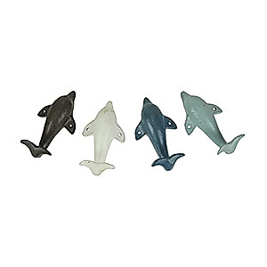4 Piece Distressed Finish Cast Iron Dolphin Wall Hook Set Coastal Colors